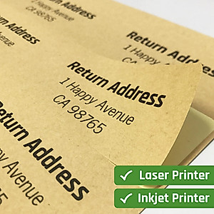 4" x 2" Kraft Labels Stickers, Letter Size with Print Templates - 150 Sheets, Pack of 1500