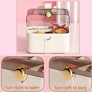 HMWQC Hair Accessories Organizer for Girls Mutipurpose Storage Box Organizer with Removable Tray Plastic Tool Box Art Case for Makeup Sewing Nail Accessories