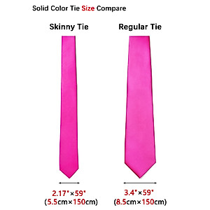 HISDERN Hot Pink Ties for Men Solid Color 2.17'' Skinny Slim Tie Formal Business Fushia Neckties Classic Woven Satin Wedding Necktie