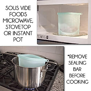 Reusable Silicone Food-Storage Cooking Bags - Airtight Zip Seal Colored Containers Keep Food Hot or Cold - Baby Food Prep or Sous Vide - (2L 4M bags)…