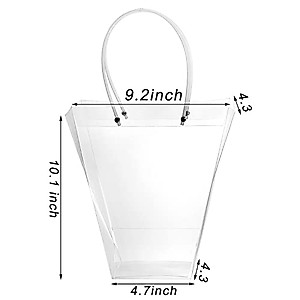 SOUJOY 10 Pack Clear Flower Bouquet Bags, Large Gift Bags with Long Handles, Party Floral Packing Wrap Bag for Valentine Day, Birthdays, Mother's Day, Father’s Day, Wedding, Anniversary, Housewarming