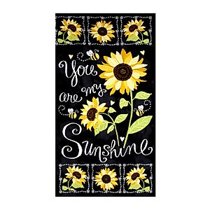 Timeless Treasures You Are My Sunshine Sunflower Chalkboard 23.5" Panel Black, Fabric by the Yard