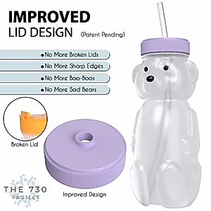 Honey Bear Straw Cup for Babies 3 pack; 8oz straw bear cup with improved safety lid design; honeybear baby cup straw; honey bear cup and honey bear bottle. Straw learning therapy cup(Unicorn- PURPLE)