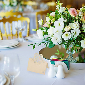 PATIKIL Table Name Place Cards, 50Pcs Favor Decor Hollow Heart Shape Cut Design Blank Card for Wedding Party Seating Place Cards, Beige