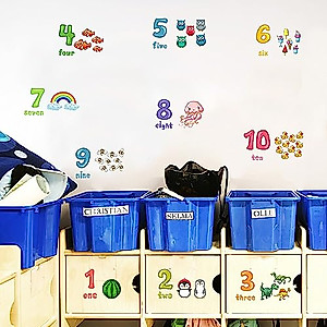 Number Wall Decals Figures Alphabet Letter Wall Stickers Animals Theme Room Wall Decals Digital Early Educational Wall Stickers for Kids Playroom Classroom Bedroom Nursery Boys Girls Rooms Decorations