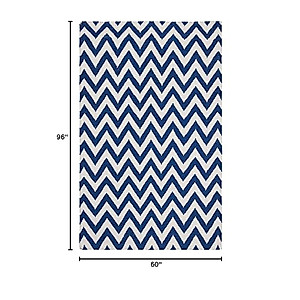 SAFAVIEH Dhurries Collection 5' x 8' Dark Blue/Ivory DHU557K Handmade Flatweave Premium Wool Area Rug