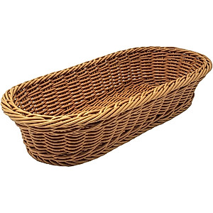 Kovot Wicker Bread Basket - 14.5" Woven Polypropylene Basket – For Food Display and Serving – Snack Organizer Basket