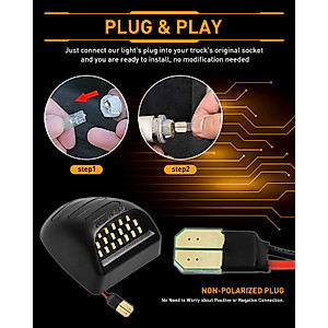 LESAUCE Red OLED Neon Tube LED License Plate Lights Tag Lights Assembly Replacement for Chevy Silverado GMC Sierra 1500 2500 3500 Tahoe Suburban Escalade Yukon XL, 2PCS