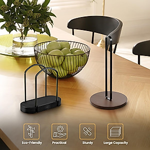 Black Napkin Holder for Table - Bamboo and Iron Standing Napkin Dispenser, Non-Slip Paper Napkin Holder for Kitchen, Farmhouse, Dining Table, Restaurant, Outdoor Use - Rustic and Elegant Design