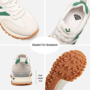 somiliss Sneakers for Women Genuine Leather Suede Patchwork Casual Lace Up Non-Slip Walking Shoes Comfortable Tennis Running Shoes Womens Fashion Sneakers