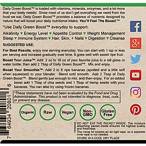 Daily Green Boost 8oz Organic Raw Vegan GF USA