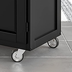 Home Styles Large Mobile Create-a-Cart Black Finish Two Door Cabinet Kitchen Cart with Salt and Pepper Granite Top, Adjustable Shelving