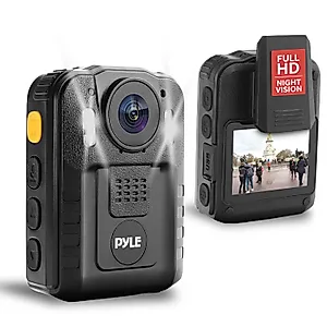 Pyle Police Security Video Compact Camera - HD 2304x1296p Rechargeable Wireless Waterproof Wearable Law Enforcement Mini Surveillance Cam, Audio Video Recording, Night Vision, Motion Detector PPBCM6