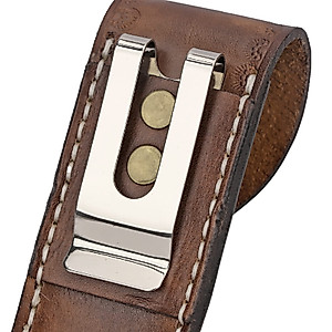 Tourbon EDC Leather Pocket Folding Knife Sheath Carrier Holster Flashlight Holder Case Wine Bottle Opener for Belt