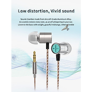 Kinboofi Astrotec Vesna in Ear Monitor Earphone,LCP Diaphragm Earbuds Earphones with Physical Noise Cancellation in Ear Headphone, for Entry-Level Audiophine IEMS (with Mic, Silver)