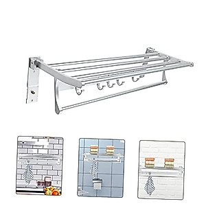 Veemoon 1 Set Towel Rack Wall Mounted Shelf Toilet Rack Metal Shelves Bath Wall Shelf Conditioner Sponge Razor Holder Kitchen Wall Shelf Wall Slippers Holder Portable Towel Rack Aluminum