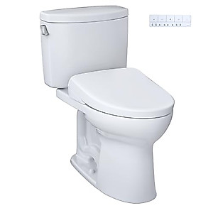 TOTO WASHLET+ Drake II Two-Piece Elongated 1.28 GPF Toilet and WASHLET+ S7 Contemporary Bidet Seat, Cotton White - MW4544726CEFG#01