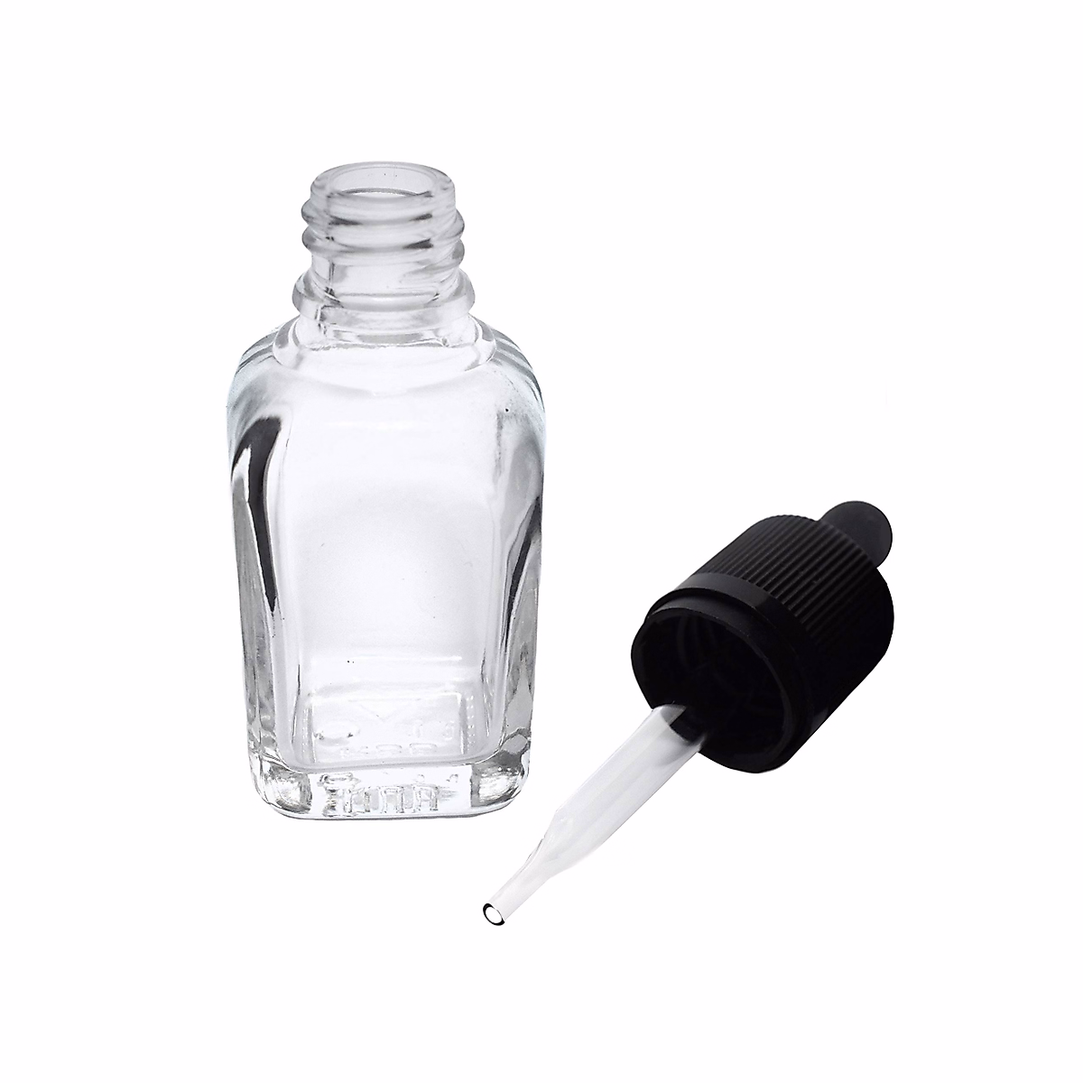 EISCO Heavy Duty Barnes Dropping Bottle, 30ml (1oz) - Transparent Soda Glass - 1ml Capacity Glass Dropper - Screw Cap with & Rubber Bulb