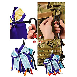 2 Pack Cheer Bows Holder, Paracord Cheer Bows Holder Paracord Keychain for Teen Girls Cheerleader Sports (Black and white)