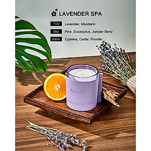 M&SENSE Lavender Spa Soy Candles for Home Scented, Stress Relief Aromatherapy Candles for Meditation Spa Yoga, Leather Wrapped Luxury Candle Gifts for Women,40 Hours Long Lasting, 7.4oz
