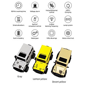 LDARC X43 Crawler RC Car 1:43 Full Scale Simulation RC Off-Road Vehicle 4WD Mini Climbing Toy with Remote Control (RTR Desert Yellow)