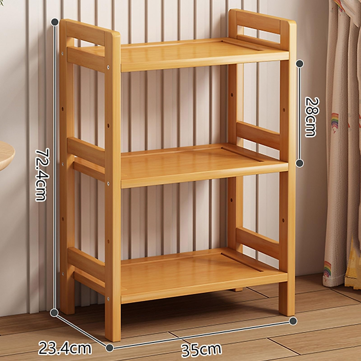 EHCBFCVN Wooden Desktop Shelf, Outdoor Desktop Planter Shelf Rack, Display Storage Unit, Country Style Shelf, Made of Solid Wood, Safe, Thick and Stable, 72.4 * 23.4 * 35cm (Three Layers)