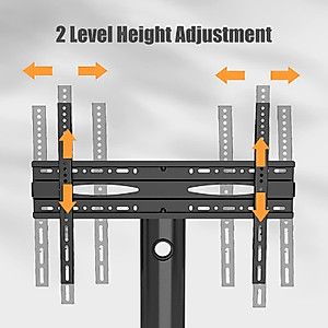 Afaloona Swivel Universal Corner TV Floor Stand with 2 Tier Storage Tempered Glass Shelves and Height Adjustable Entertainment Stand for 32-55 inch Flat or Curved Screen TV