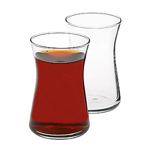 Volarium Turkish Tea Glass Cups: Traditional Tea Set of 6 with Modern Design, Tea Mugs and Coffee Mugs Clear Glasses, 5 ¾ OZ