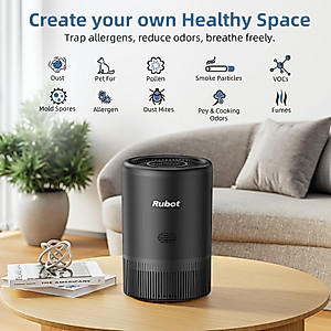 RUBOT Air Purifiers for Home Large Bedroom Up to 1200 Ft², H13 True HEPA, WiFi Alexa Control,Smoke Dust Pollen Pet Hair Allergies for Bedroom Living Room Kitchen Office, Air Filter with Sleep Mod