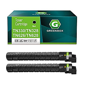 GREENBOX Compatible TN330 TN328K TN628 TN626K High Yield Toner Cartridge Replacement for Konica TN-330 for Minolta Bizhub C250i C300i C360i Bizhub 300i 360i 450i 550i Printer (2 Black, 25,000 Pages)