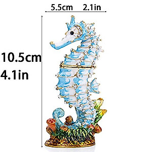 YU FENG Hinged Seahorse Trinket Box Hand-Pasted Rhinestones Crystal Jewelry Storage Box