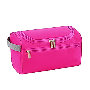 NuAngela Toiletry Bag for Men Women, Hanging Dopp Kit Water Resistant, Portable Makeup Organizer Wash Cases For Bathroom Shower, Travel Shaving Kit Bags (Pink)