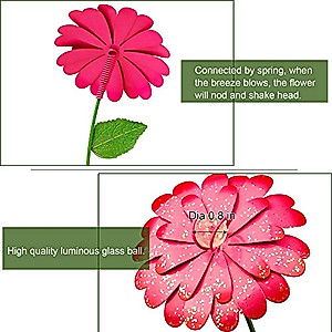 Juegoal 3 Pack Flower Garden Stakes Decor, Shaking Head Metal Outdoor Sunflowers Daisy Glow in Dark Metal Yard Art, Waterproof Metal Flower Stick, Indoor Outdoor Lawn Pathway Patio Ornaments