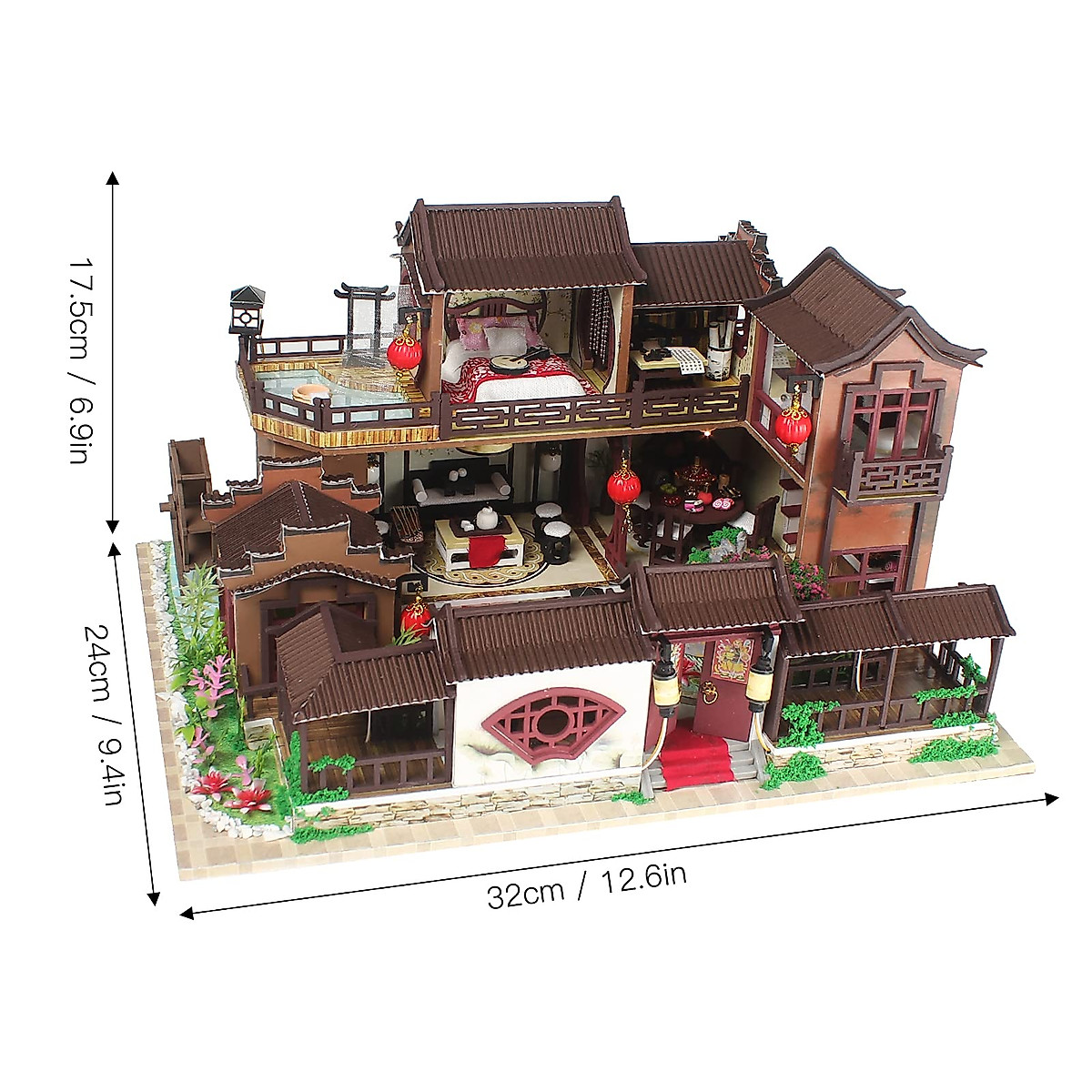 DIY Miniature Furniture Kit, Wooden Handmade Mini Ancient Town Model Building Home Craft Collection Kit, Christmas Birthday Teenagers Boys Girls Adults
