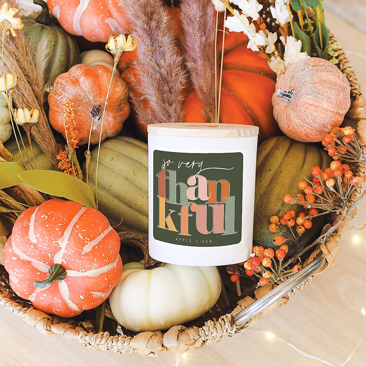 Simply Said, INC Thanksgiving Fall Candle, So Very Thankful, Apple Cider Scented 2 Wick 11 oz Premium Soy Candle, Hand Poured in USA, CDL1446