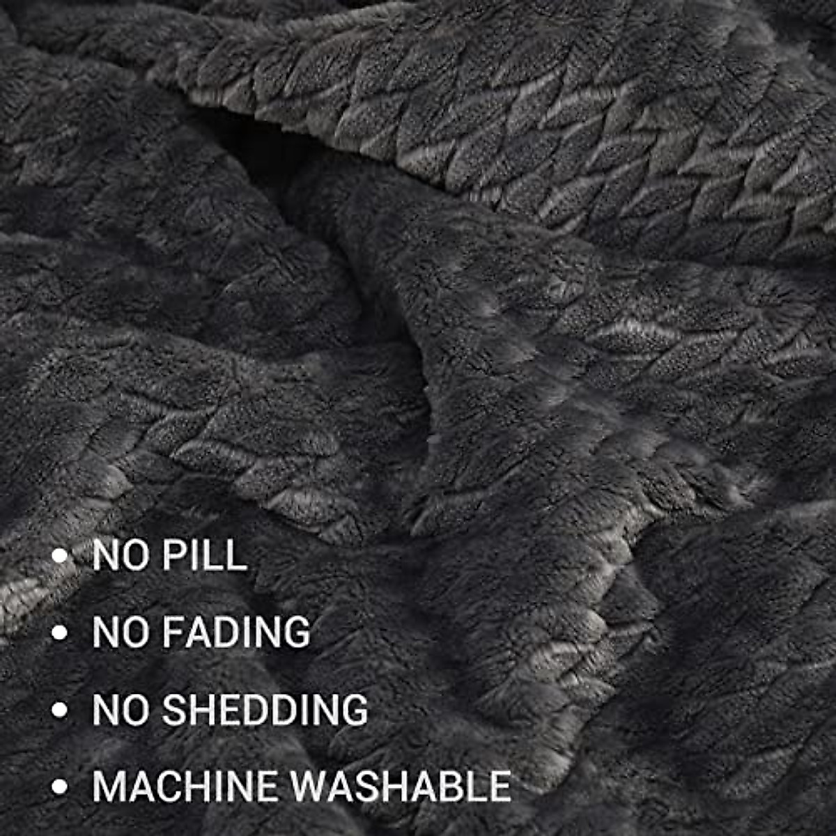 Elegear Fleece Throw Blanket Queen Size, 350GSM Super Soft Fuzzy Blanket with Jacquard Weave Design, Lightweight Flannel Cozy Blanket for All Season, for Bed/Sofa/Couch/Office/Travel - 90"x90", Gray