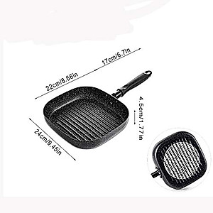 SDGH Aluminum Non-Stick Square Grill Pan Steak Fry Pans Multi-Function Snowflake Striped Frying Pan