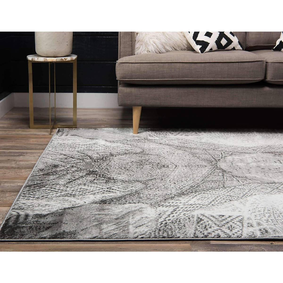 Unique Loom Sofia Collection Area Rug - Albert (6' 1" x 9' Rectangle, Dark Gray/ Gray)