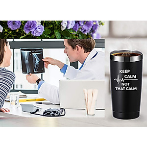 momocici Keep Calm Not That Calm 20 OZ Tumbler.Thank You Appreciation Doctor Nurse Gifts.Birthday,Christmas,Medical Nursing Graduation Gifts for Doctor,Nurse,Medical Worker Travel Mug(Black)