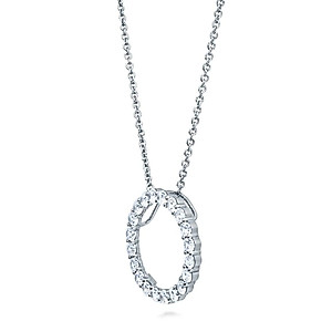 BERRICLE Sterling Silver Open Circle Cubic Zirconia CZ Pendant Necklace for Women, Rhodium Plated