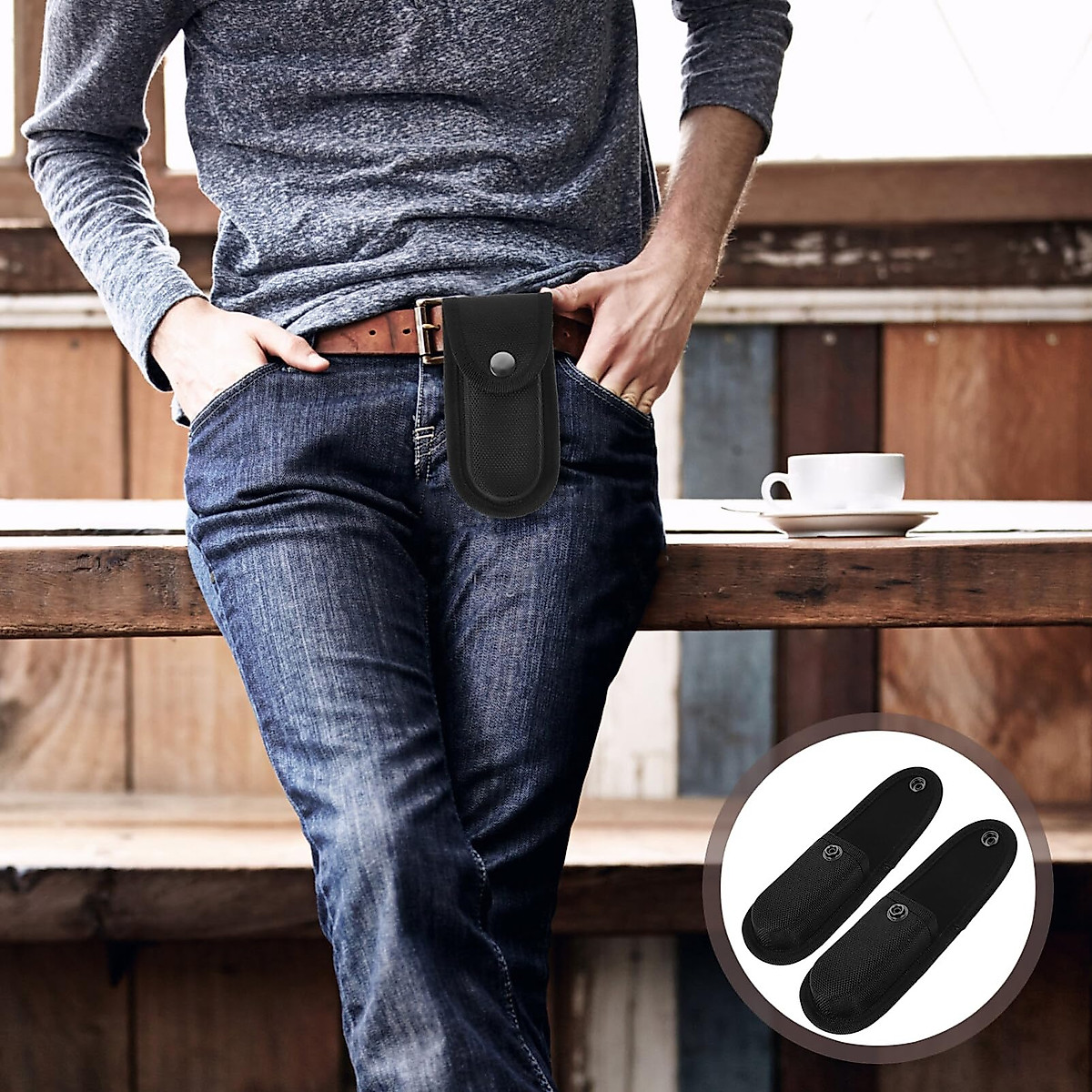 OSALADI 2 Pcs Pocket Knife Sheath Portable Pouch Knife Holders Shop Knife Sheaths Knife Sheath Holster Knife Storage Pouch with Belt Loop (Width: 6.4CM, Height 2.8CM)