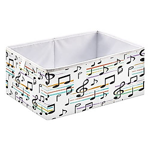 Kigai Music Notes Cube Storage Bins - 11x11x11 In Large Foldable Storage Basket Fabric Storage Baskes Organizer for Toys, Books, Shelves, Closet, Home Decor