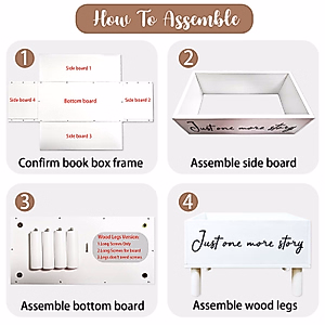 Just One More Story Bookshelf for Toddlers,Wooden Book Storage Box Caddy Basket Organizer with Legs,Floor Book Display,Kids Book Rack Bin Bookcase for Nursery Classroom Library