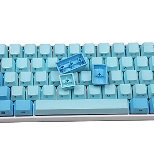 YMDK 61 ANSI Custom 60% KEYCAPS OEM Profile Thick PBT KEYCAP Set Suitable for Cherry MX Switches Mechanical Gaming Keyboard (ONLY KEYCAP) (Dark-Light Blue Side Print)