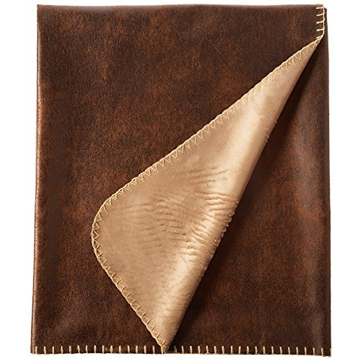 Terry Town DP1718-BROWN-1 Rustic Ranch Throw w/Bonded Beige Mink, Brown
