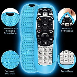 2 Pack Protective Case for DirecTV RC73 Remote Control,Silicone Cover Remote Controller Skin Sleeve Replacement Compatible with DirecTV RC70,RC70H,RC71,RC71H,RC72,RC73B-Glow Blue,Glow Green