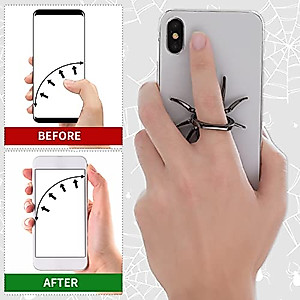 cobee Spider Cell Phone Ring Holders, 2 Pcs Metal Spider Phone Finger Kickstand with Crystal Stone Cool Reptiles Hand Phone Grips with Knob Loop 180°/360° Rotation Phone Ring Stands(Blue+Red)