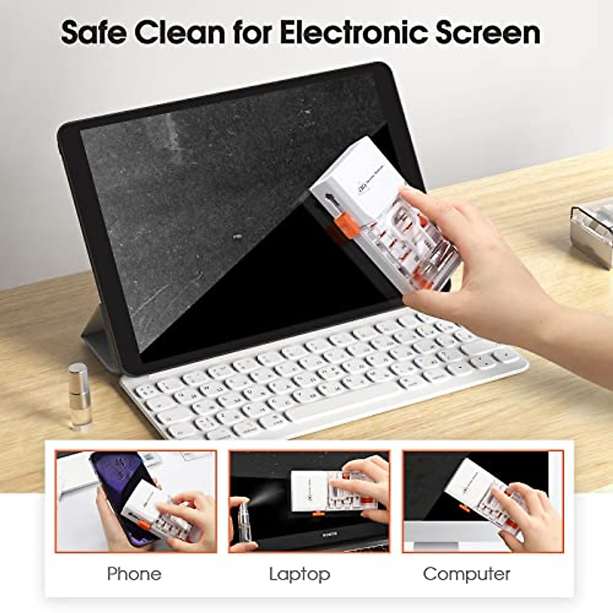 10-in-1 Keyboard Cleaner, Laptop Cleaning Kit Lens Pen for DSLR Cameras, 3 in 1 Earbud Cleaner Pen, Computer Cleaning Kit, Polish Cleaning Cloth Brush for Screen/Electronic/MacBook/Phone/iPad/PC/