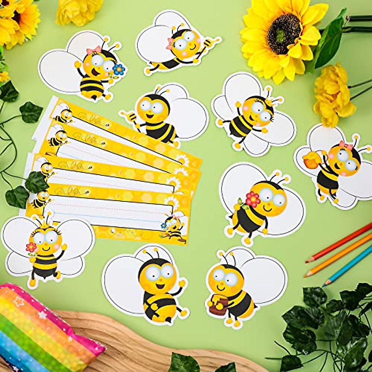 81 Pcs Bees Owls Cut Outs and Bees Owls Nameplates Bulletin Board ...