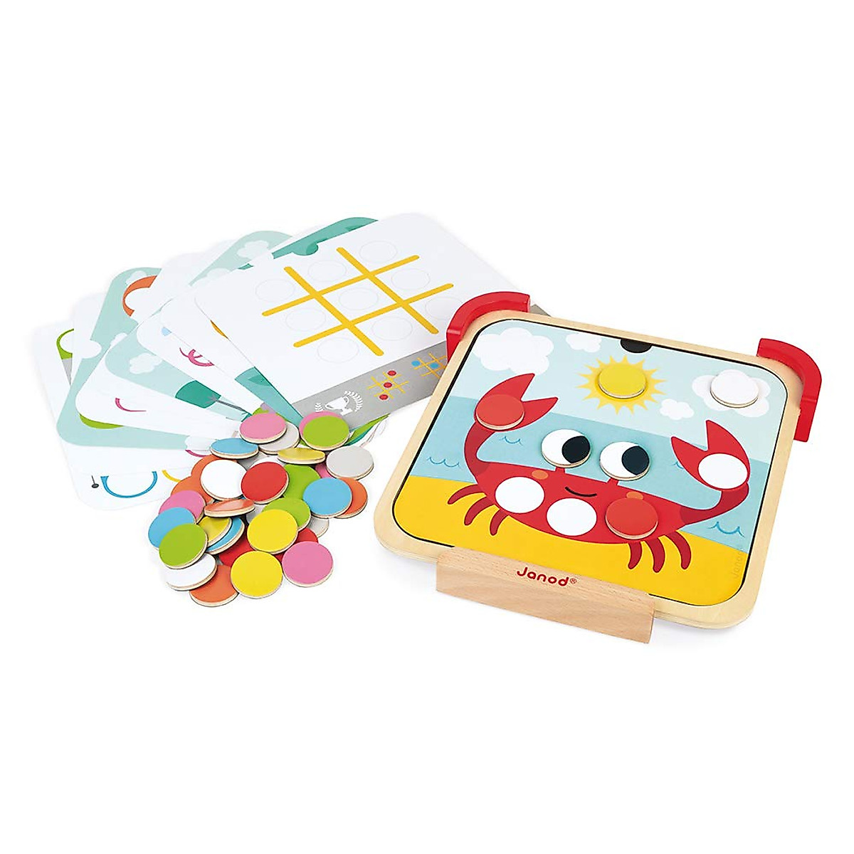 Janod I Am Learning Colors Magnetic Chips Game Set with 20 Activities and Chalk Board - Ages 2+ - J05321